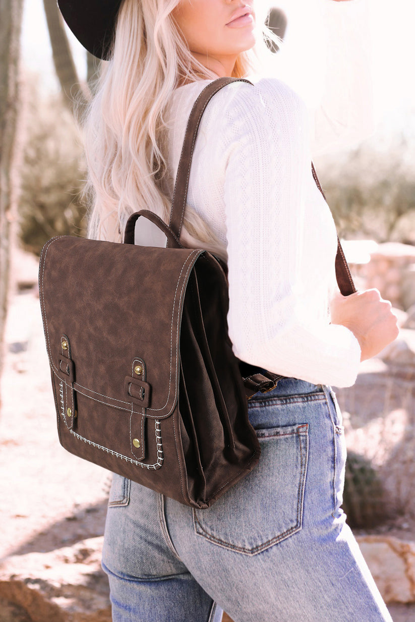 Retro Frosted Multifunction Square Flap Backpack - The Perfect Touch SA